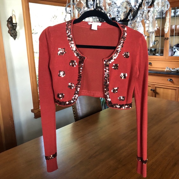 Zoe D. | Sweaters | Sequenced Edged Rust Bolero 2 Piece Sweater | Poshmark